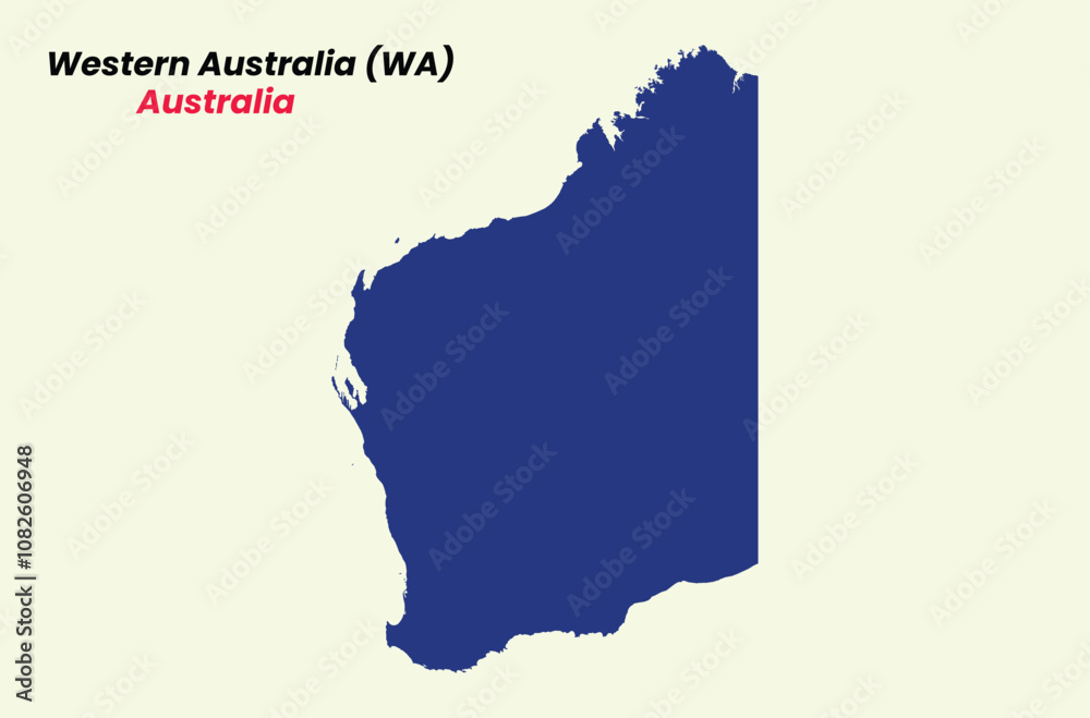 Map of Western Australia, Map of Western Australia with fill colour ...