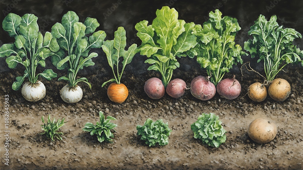 A close-up of a crop rotation plan showing the sequence of planting ...