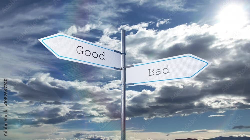 Good and Bad Road Signpost, Animation.Full HD 1920×1080. 10 Second Long ...