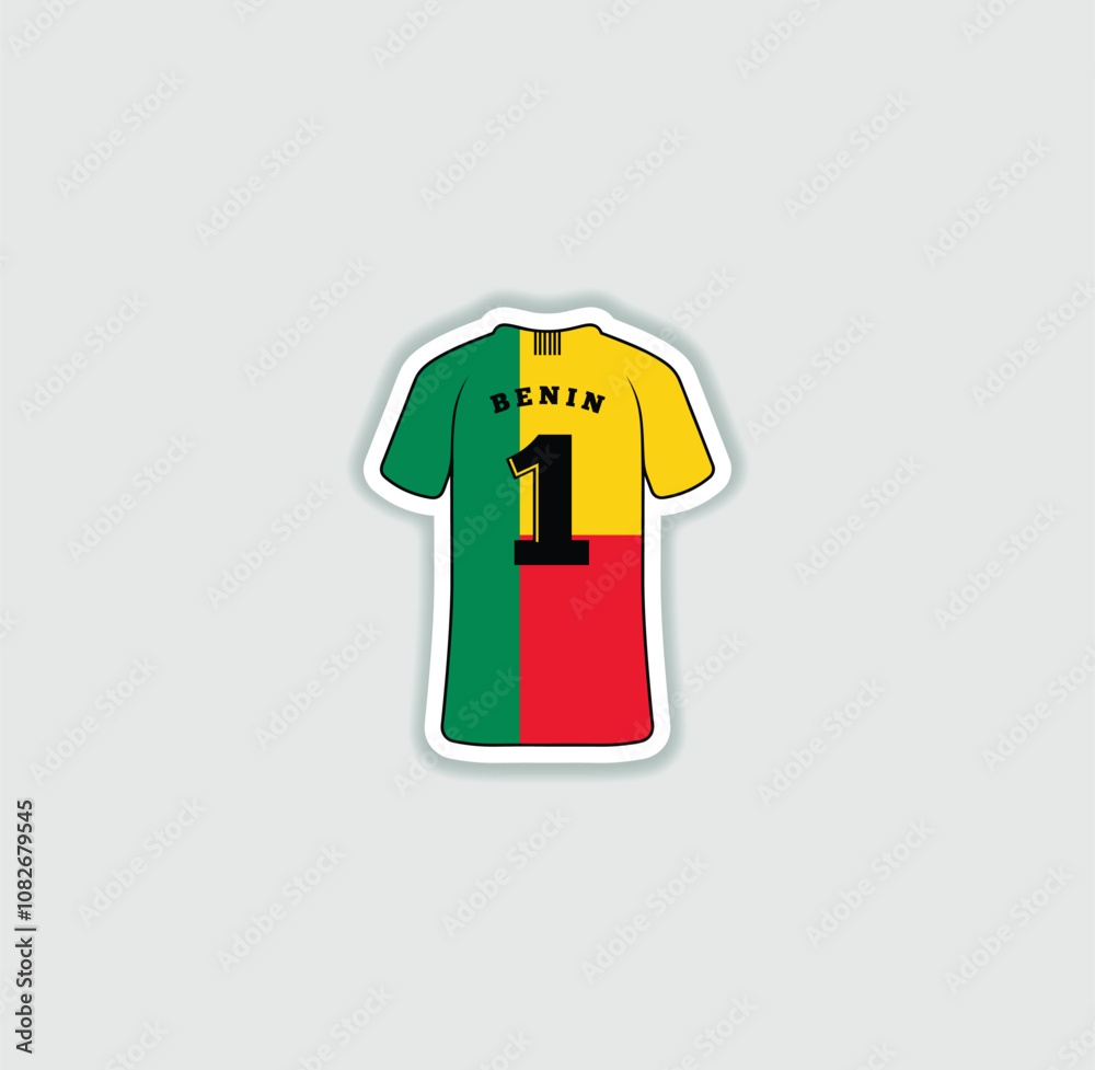 Get a sticker with a unique design of the Benin football jersey! A ...