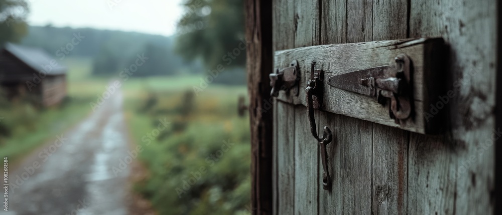 An old wooden door slightly ajar reveals a blurred path, leading to ...