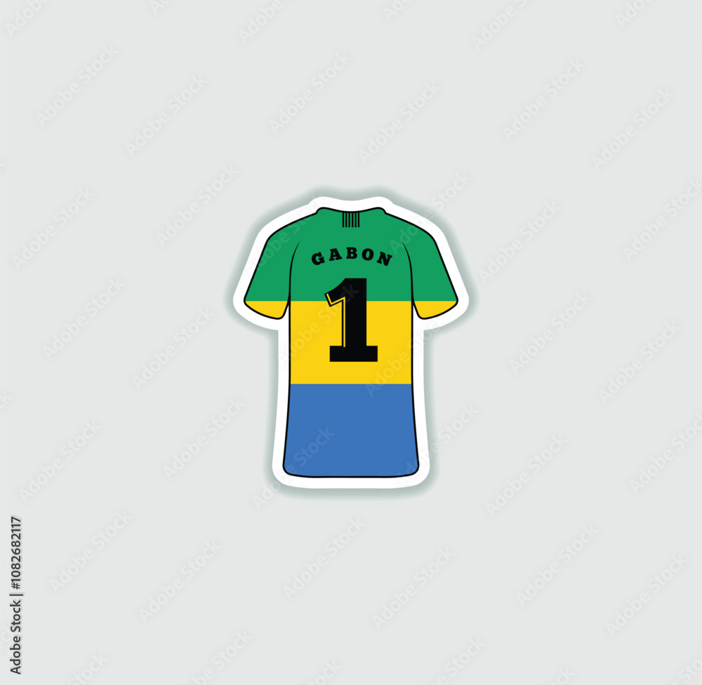 Get a sticker with a unique design of the Gabon football jersey! A ...