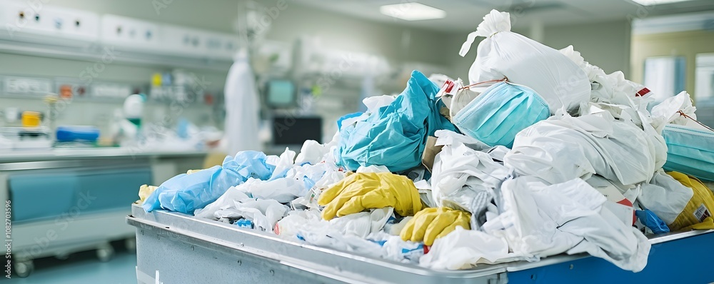 Overflowing Medical Waste Bins in Neglected Hospital Setting - Chaotic ...