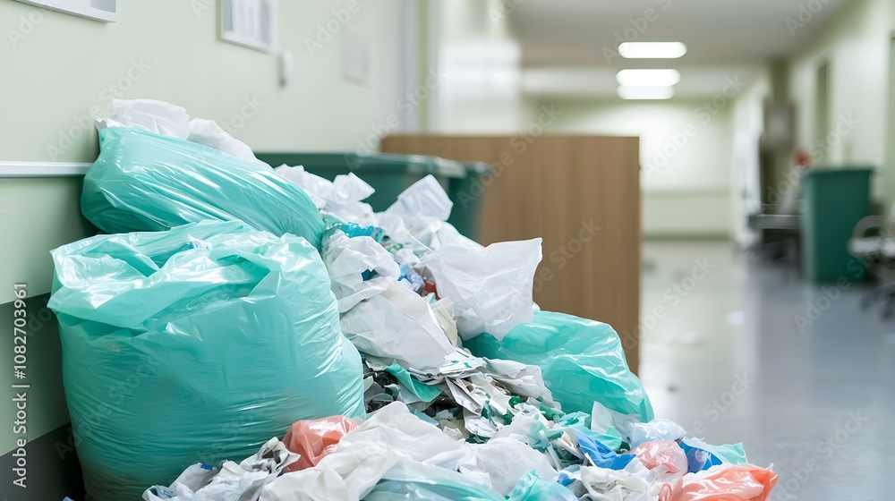 Neglected Medical Waste Crisis in Dark Clinic Corner - Overflowing Bin ...