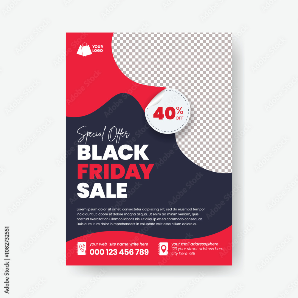 Ecommerce sale offer print flyer or poster for Black Friday sale ...