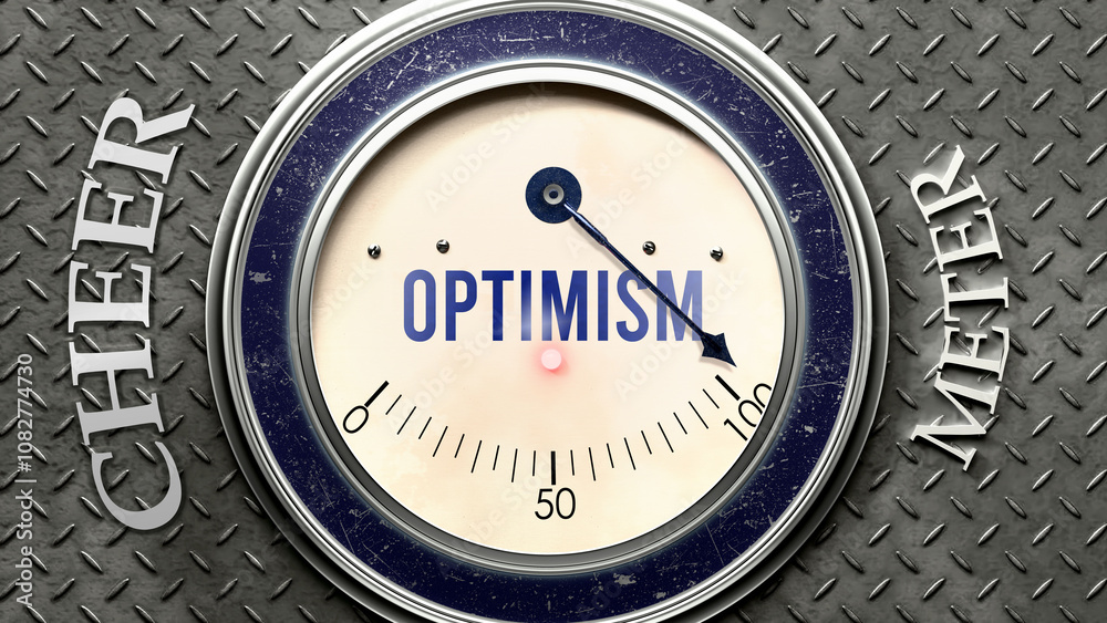 Optimism and Cheer that is hitting a full scale, showing a very high ...