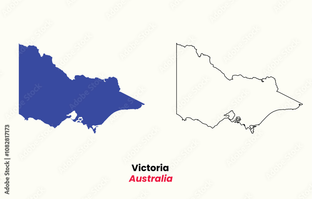 Vetor de Map of Victoria, Map of Victoria with fill colour and outline ...