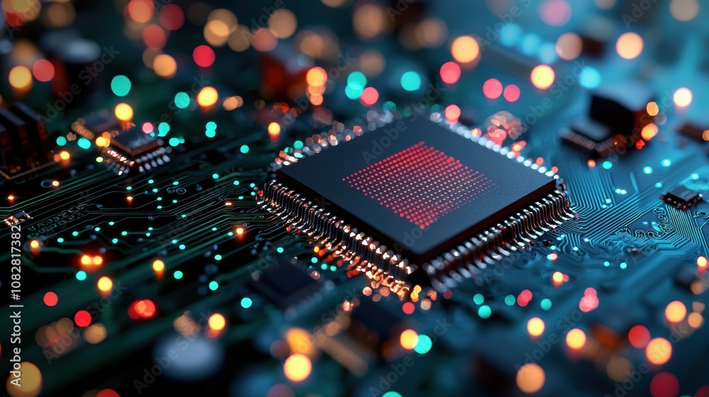 A close up shot of a computer chip designed to resemble the structure ...