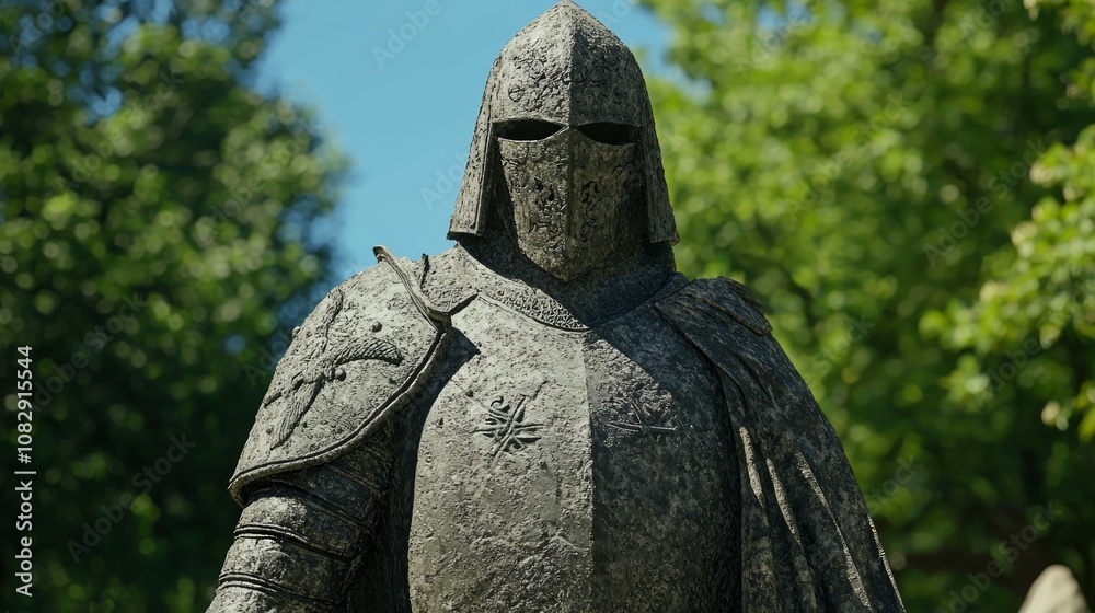 Glimpse of Valor: Ultra-Detailed 3D Render of Dramatic Knight Statue in ...