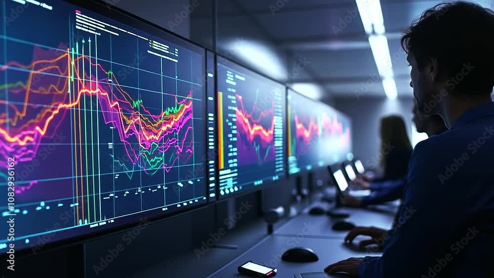 A digital seismograph displaying earthquake waveforms in a bright ...
