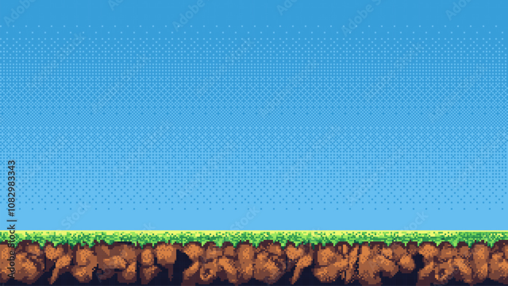 pixel art retro game level, 8 bit 2d video game background, pixel ...