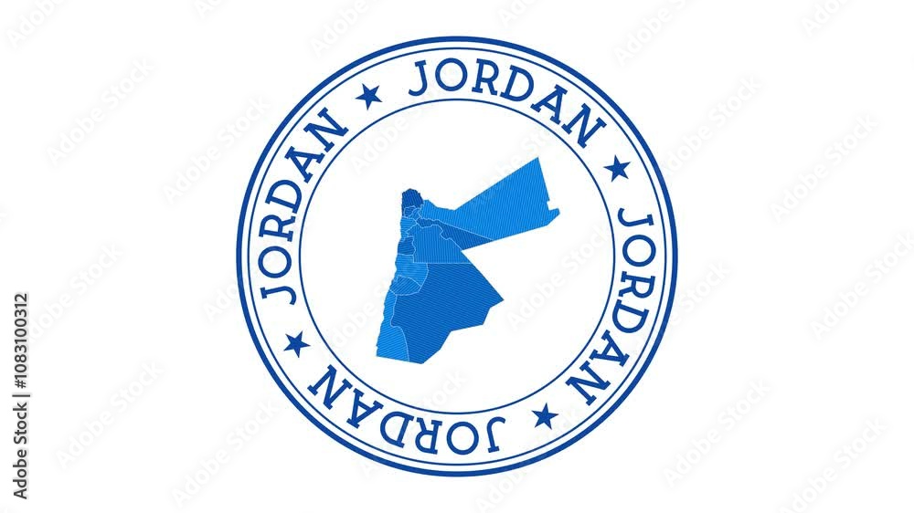 Jordan intro. Badge with the circular name and map of country. Jordan ...