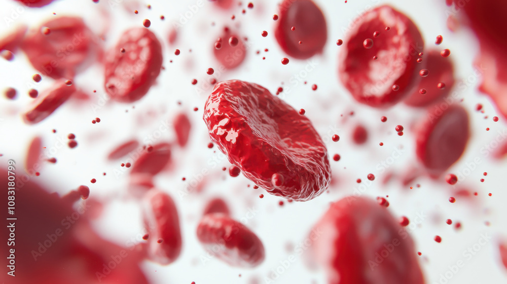 Red blood cells floating in plasma, representing human circulation and ...