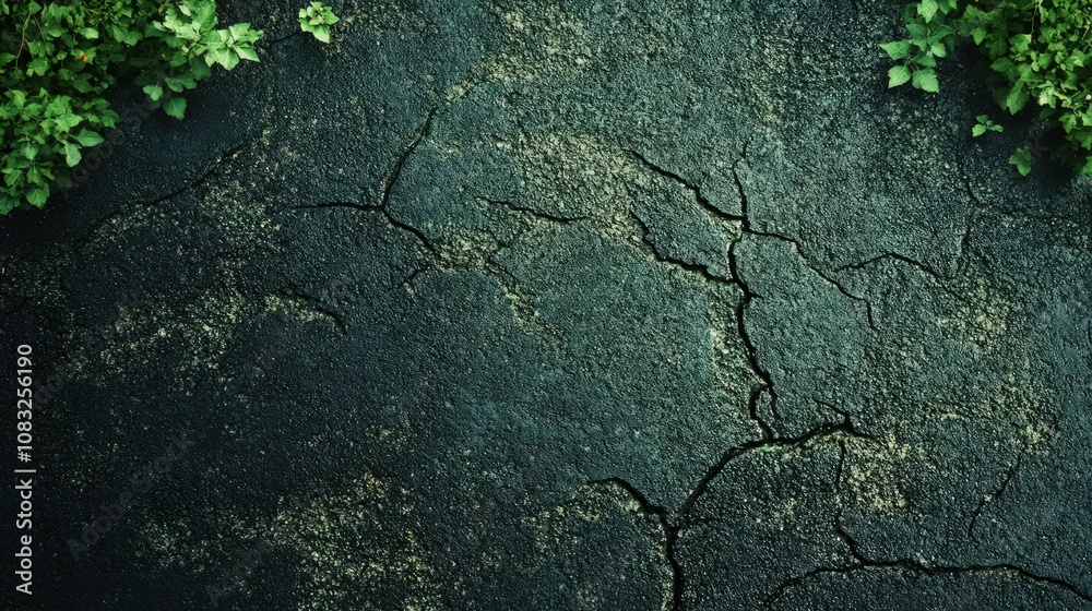 Asphalt road texture with a deep forest-green overlay, finely textured ...