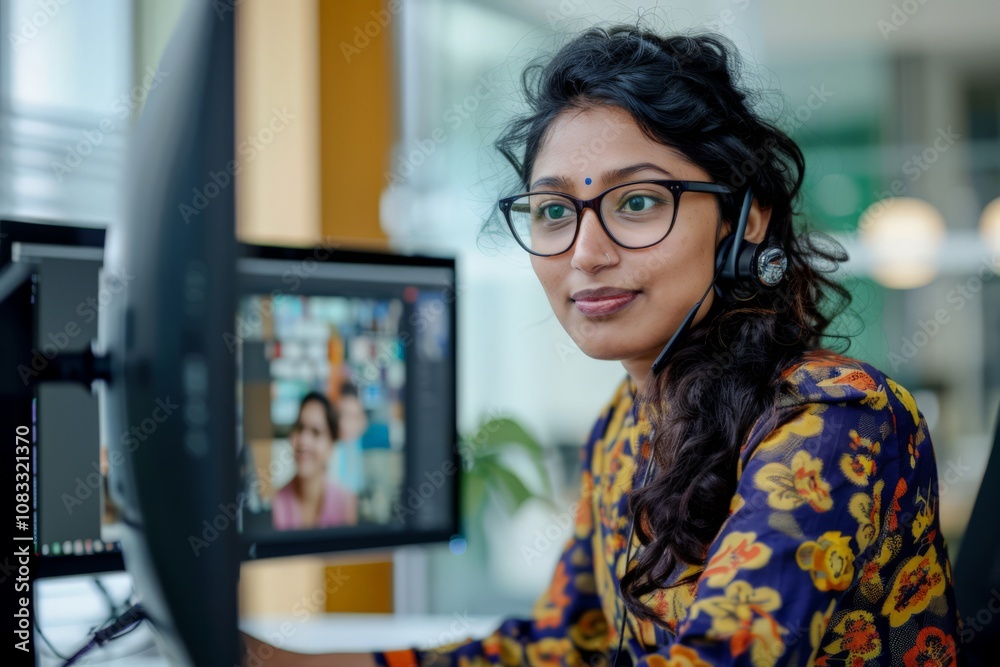 Professional Indian Customer Service Representative Engaging with ...