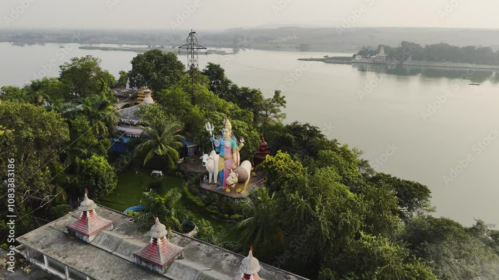 Shiv Parvati Temple with Scenic Riverside View, Aerial View of Shiv ...