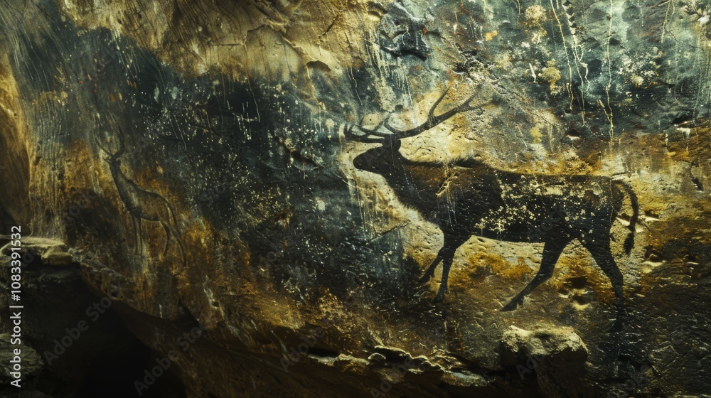 Ancient Cave Paintings of Lascaux in Prehistoric Art Stock Photo ...