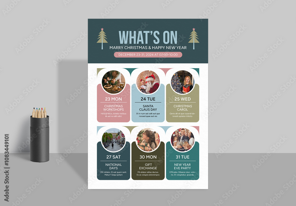 Christmas Gig List Flyer Poster Stock Template | Adobe Stock