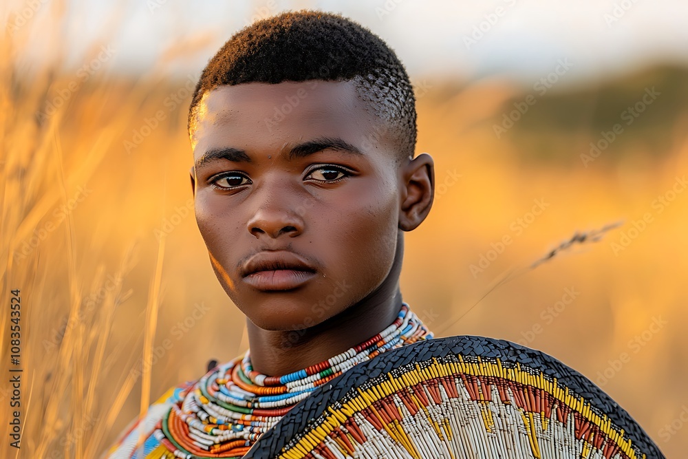 Portrait of a Maasai Young Man Adorned in Traditional Beads and Jewelry ...