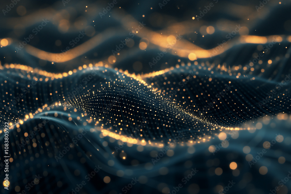 Audio soundwave scope signal as an abstract bokeh mesh background with ...