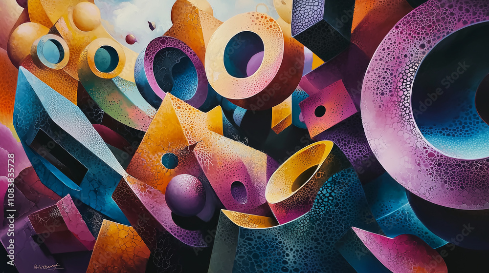 Dynamic 3D Abstract Shapes: Modern Geometric Forms, Futuristic Digital ...
