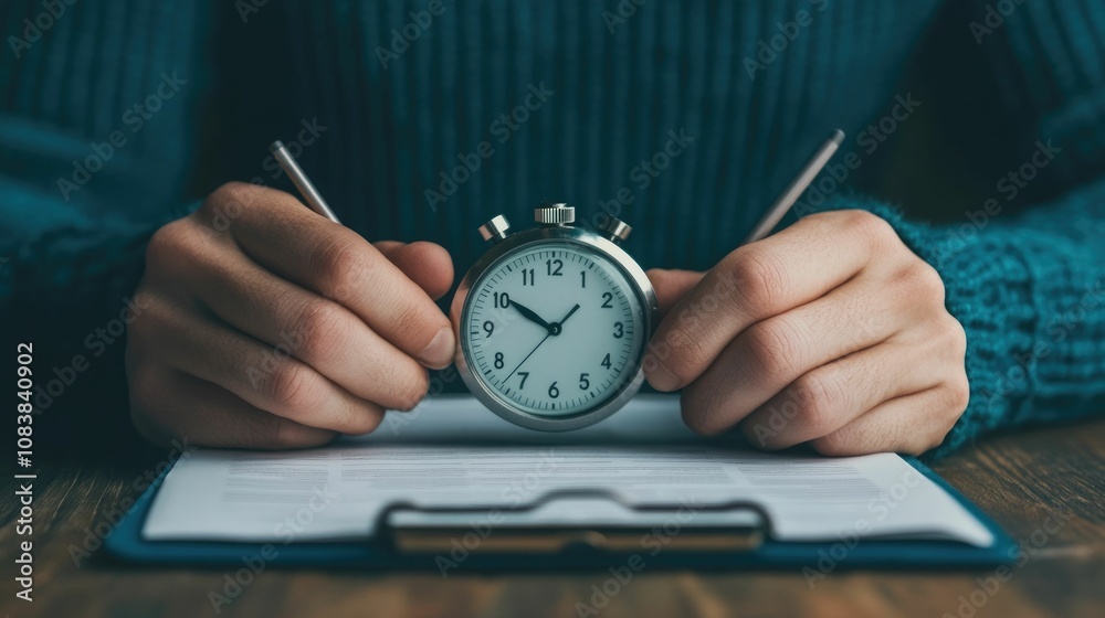 Hands Holding a Stopwatch Over a Task List Symbolizing the Importance ...