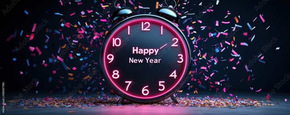 Giant countdown clock new year's eve celebration digital art festive ...