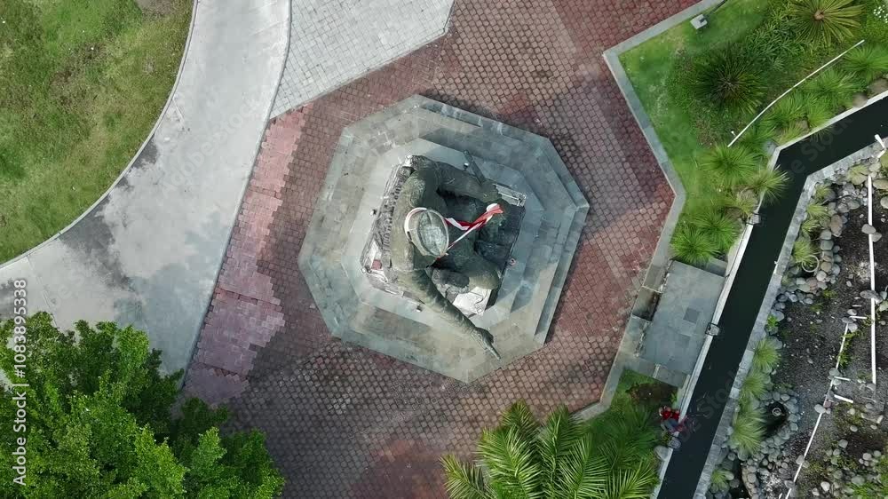 Drone View Of Garuda Wisnu Serasi and Soekarno Park in Tabanan City ...