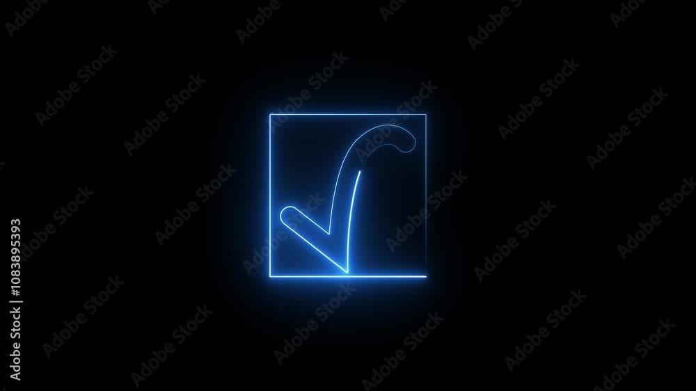 Neon tick mark or confirm selected icon animation, check mark sign ...