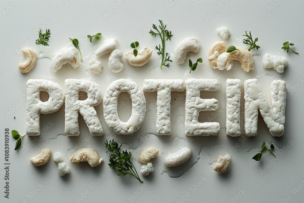 Minimalist depiction of the word PROTEIN in bold, clean typography ...