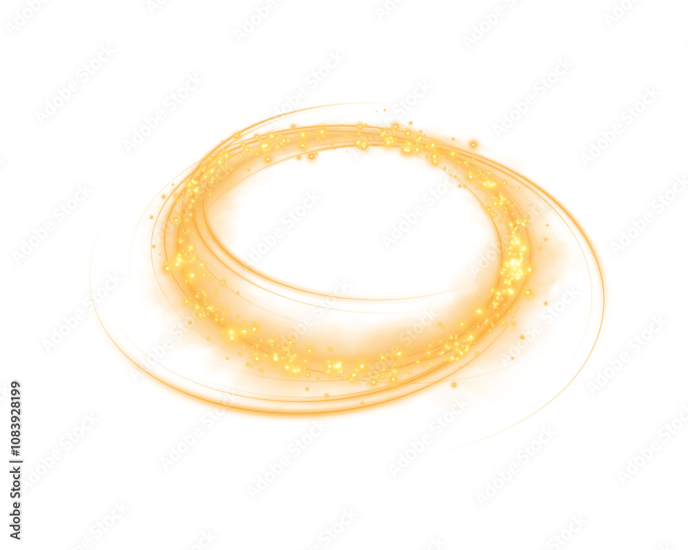 Yellow magic portal. Yellow round holograms with rays of light and ...