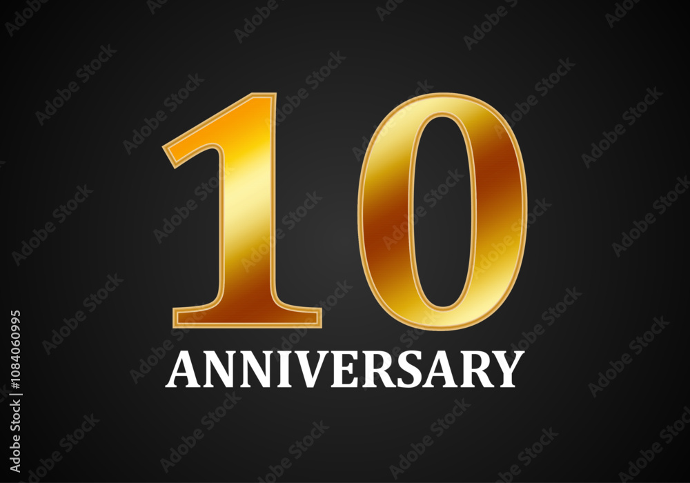 Vecteur Stock Cartel de 10 años o una década de aniversario color ...