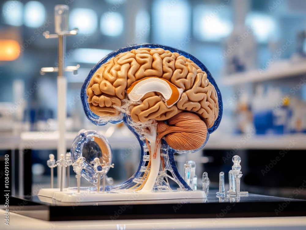 Brain blueprint illustration. anatomical model of brain showcasing ...