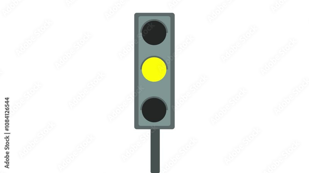 Looping Traffic Light Animation Red, Yellow, Green Sequence, white and ...