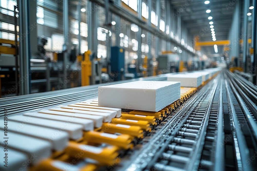 a modern production line showcases high-tech sandwich panels with ...