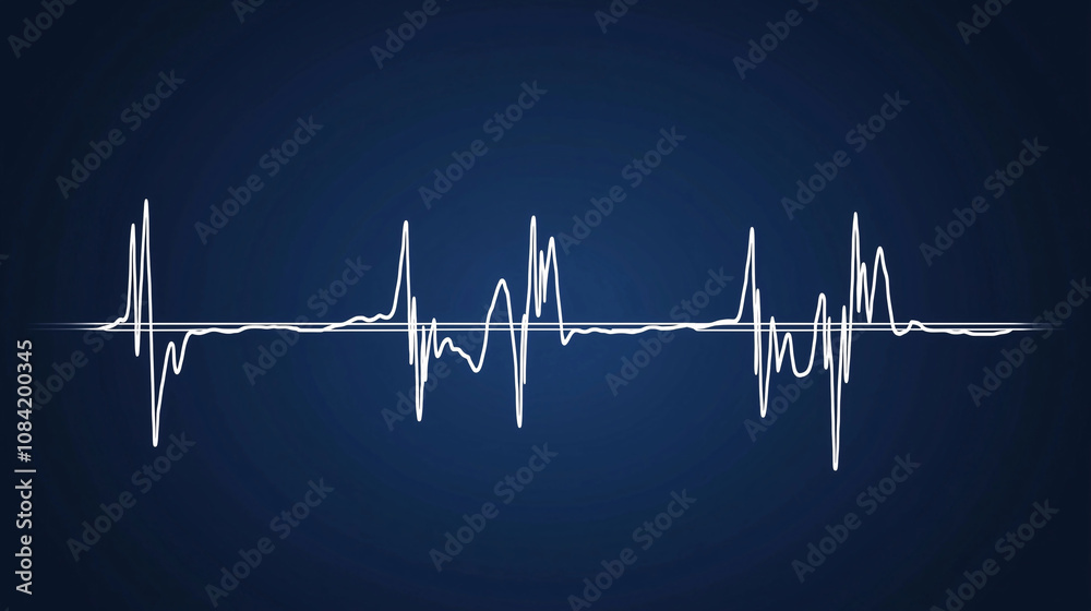 White electrocardiogram waveform on dark blue Background with sharp ...
