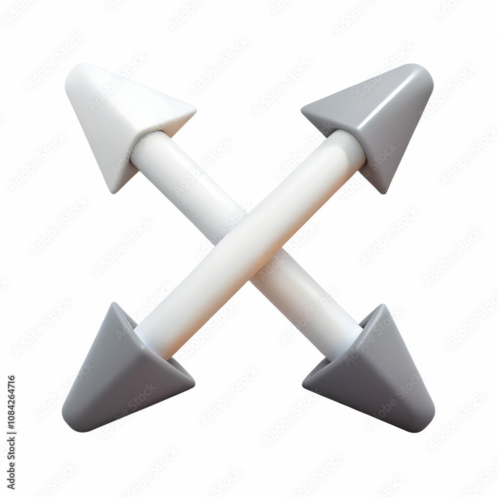 Vector of two arrows crossing in mid air isolated on white background ...