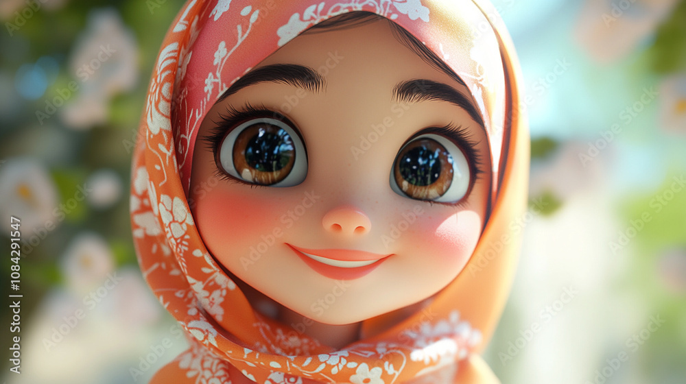 Cartoon character, childrens book illustration - young smiling muslim ...