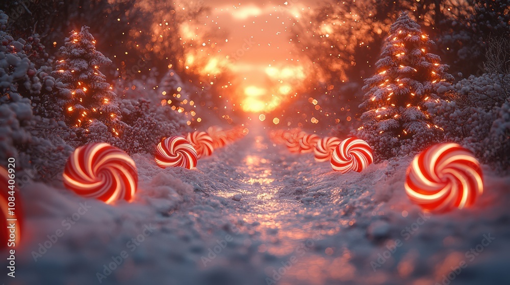 Candy Cane Lane: A magical winter wonderland awaits, with a path lined ...