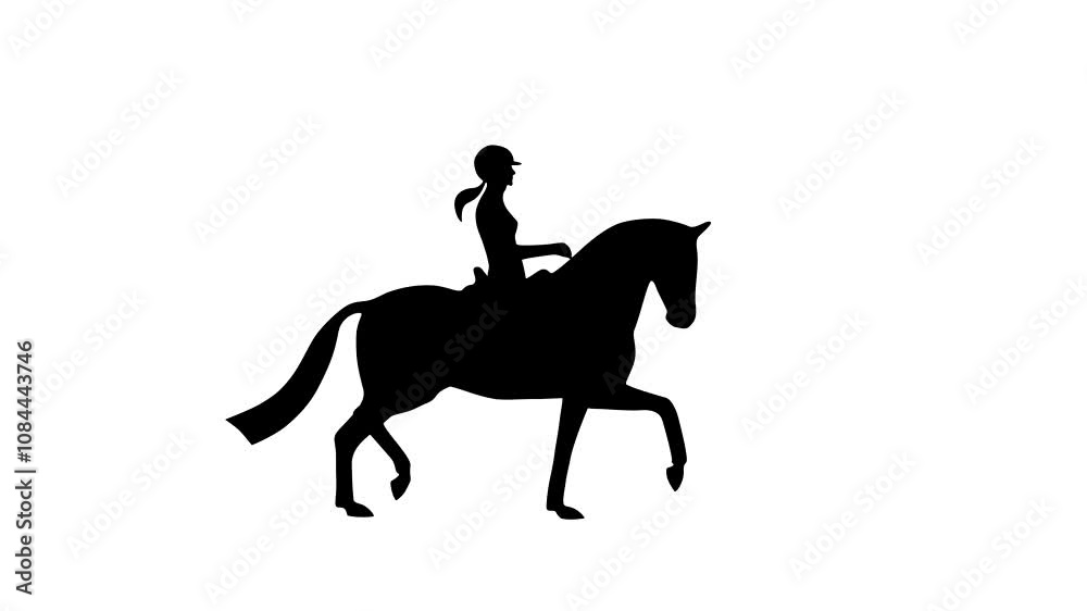 Horse training: animation with a rider perfecting a trot on the white ...