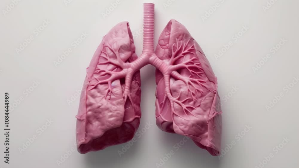 Plastic model of healthy human lungs showing bronchi and alveoli ...