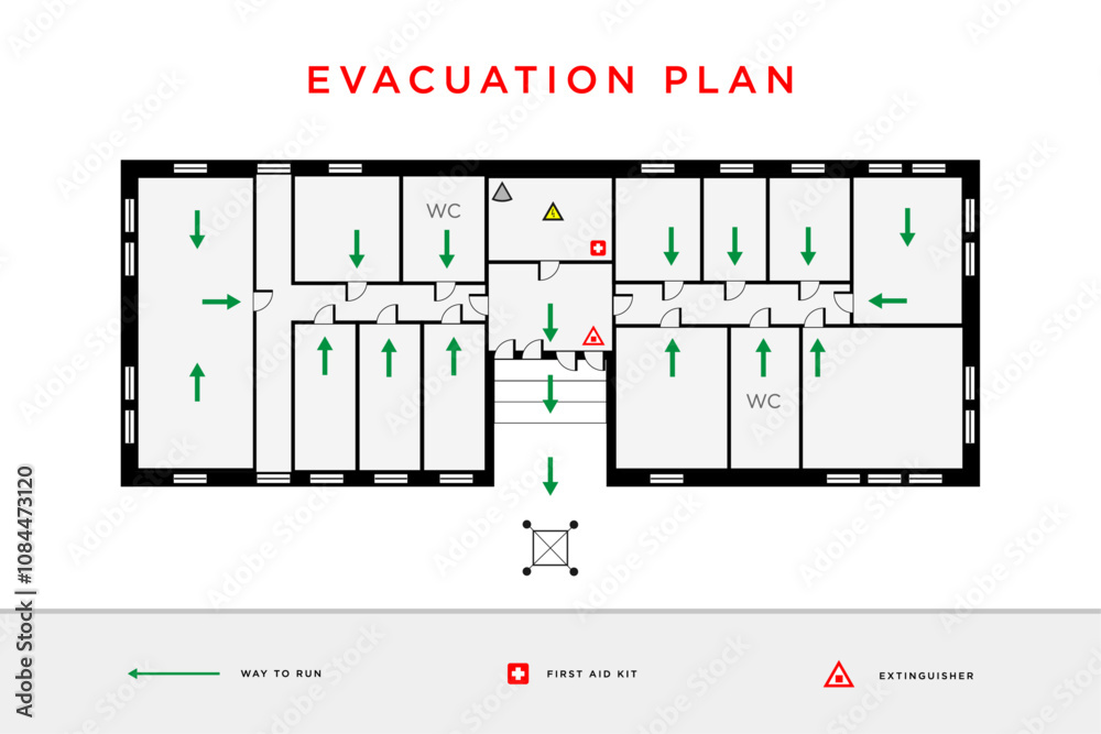 Poster evacuation plan. fire evacuation diagram. vector – Wall Art ...
