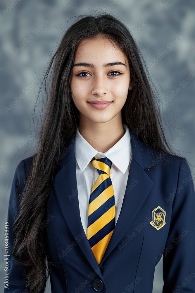 Portrait photography of a high school girl student in uniform, smiling ...