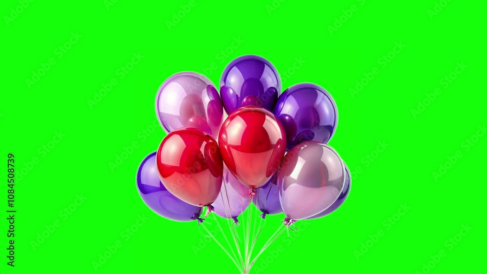 Balloon green screen animation motion graphic with chroma key clip ...