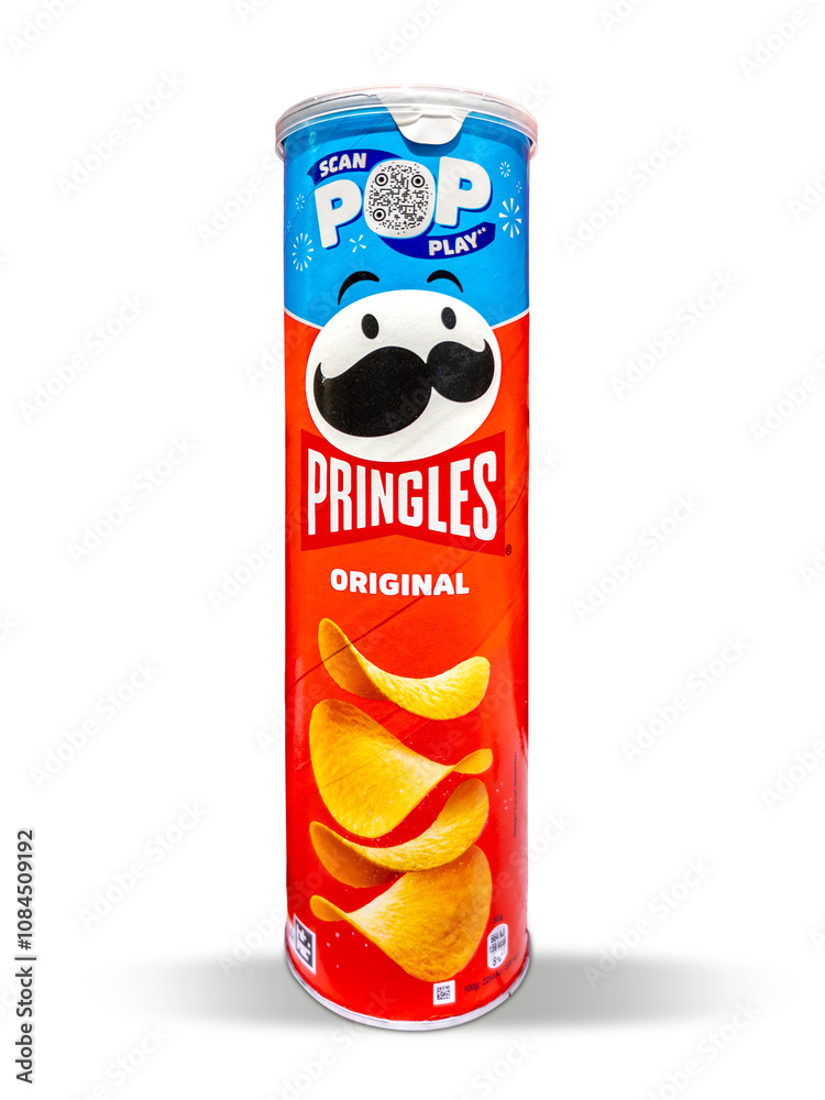 Italy - November 13, 2024: tube of Pringles potato chips original ...