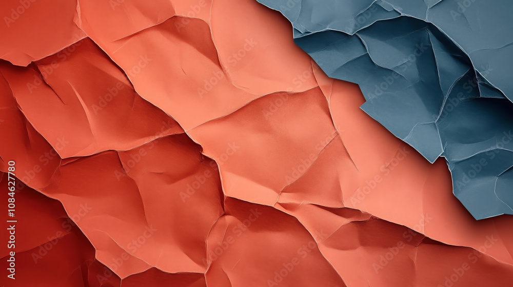Abstract composition of crumpled colored paper with overlapping layers ...