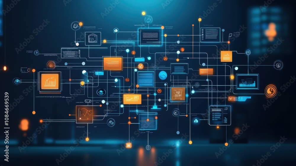 business process and workflow automation with flowchart scheme of hierarchy management of ...
