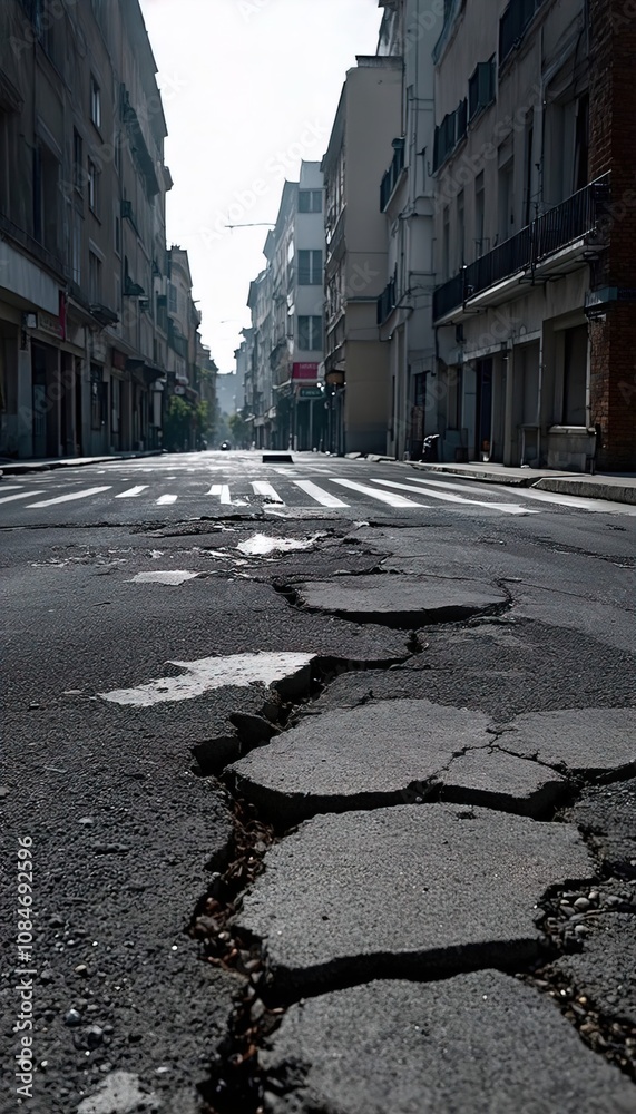 Cracked Pavement Damaged by Earthquake – Severe Ground Fractures After ...