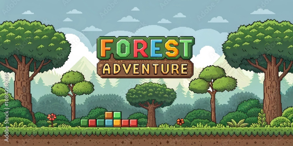 Blocky Forest Adventure A lush pixelated forest fills the background ...