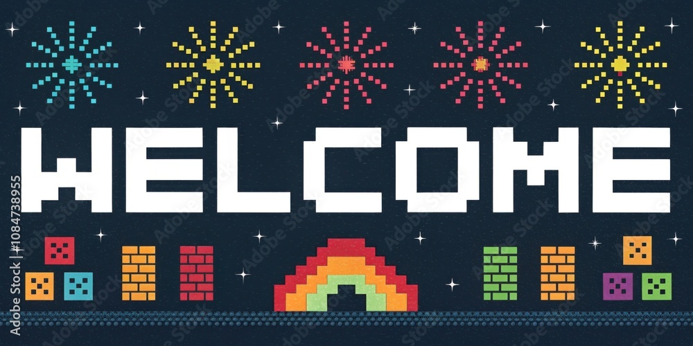 Blocky Pixels A canvas filled with colorful blocky pixels forming a ...